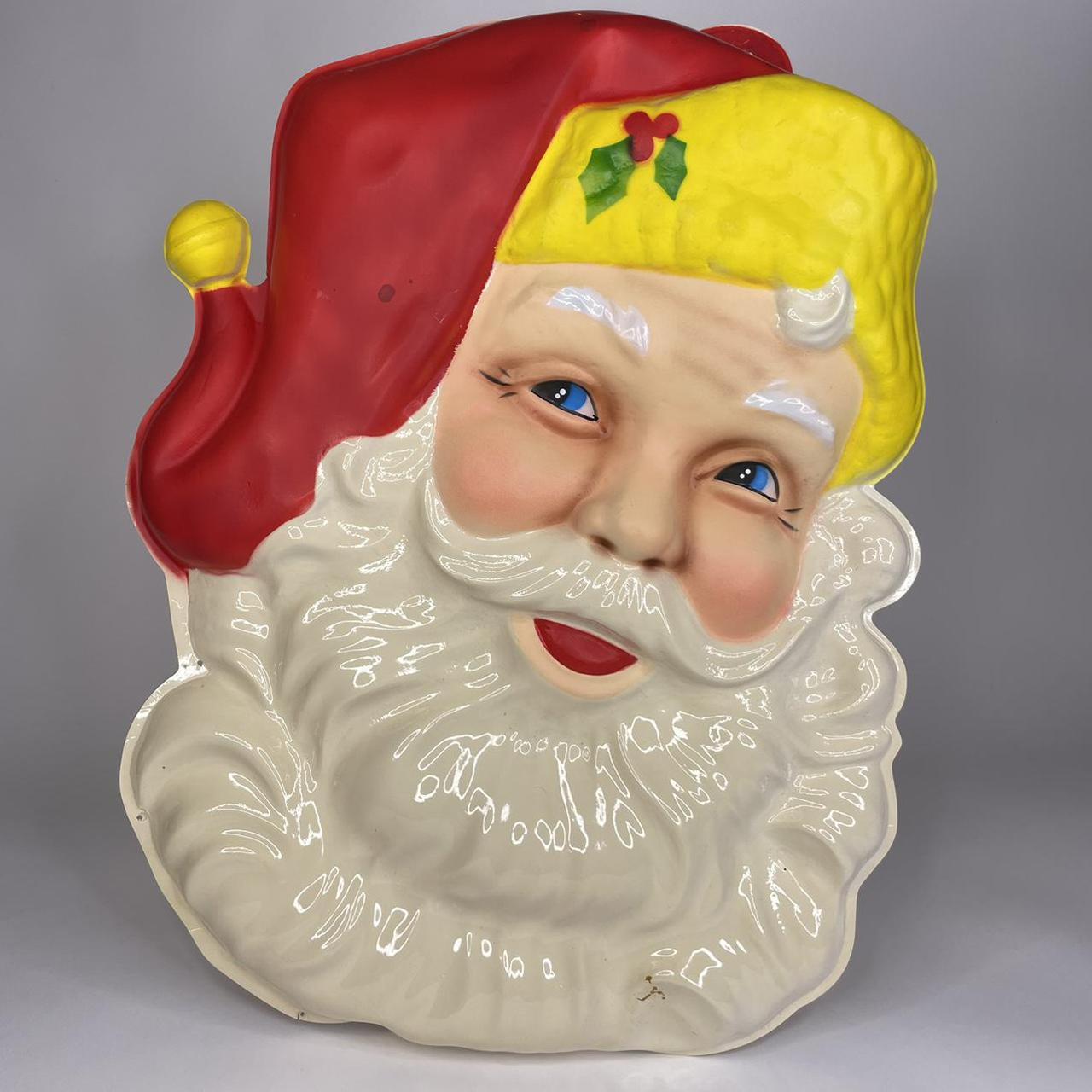 Vintage Molded Plastic Santa Claus Face_MCM Jumbo... - Depop