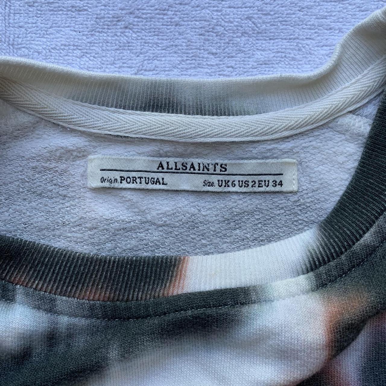 AllSaints Women's White and Black Crop-top | Depop