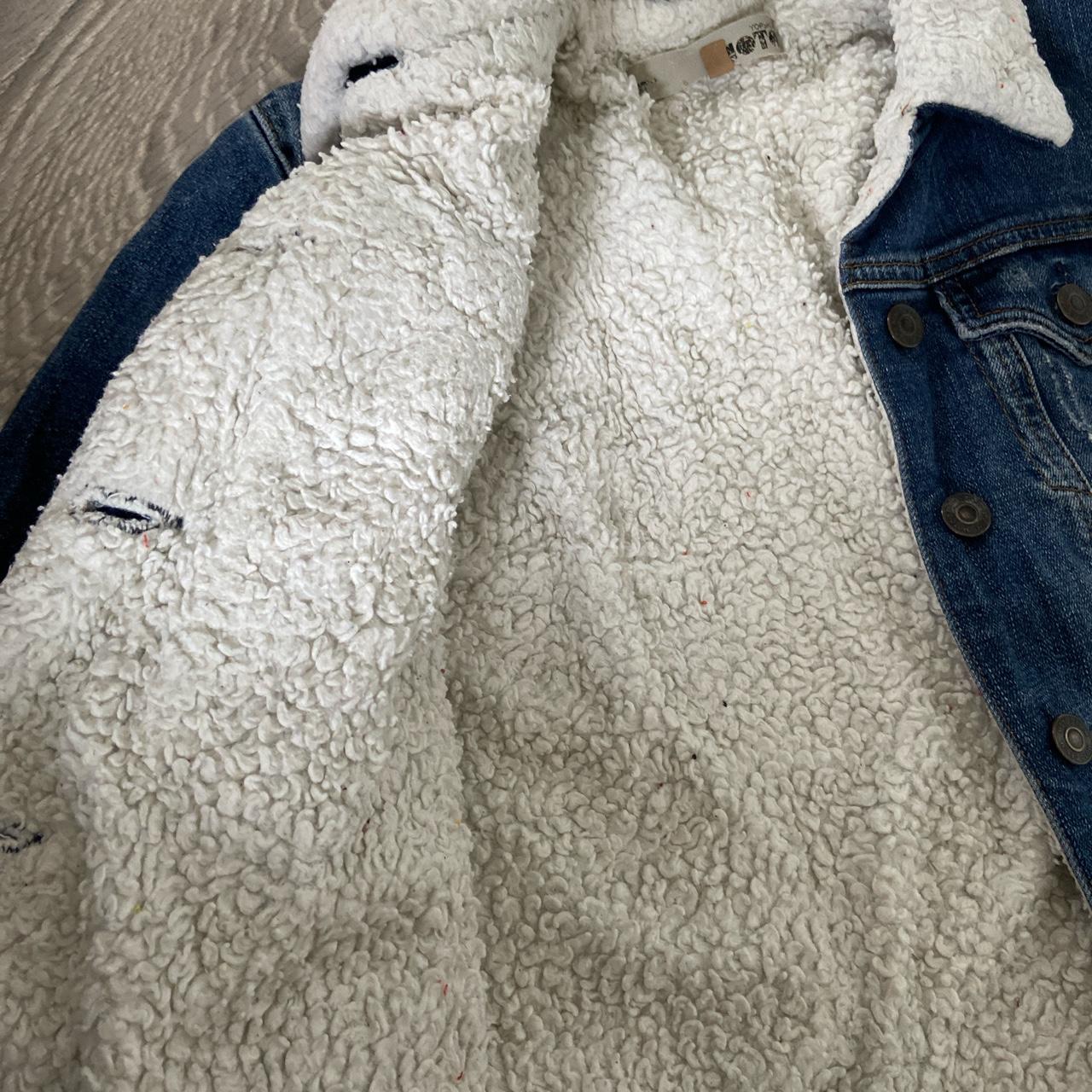 Topshop Jeans jacket fleece inside Size 8 Good... - Depop