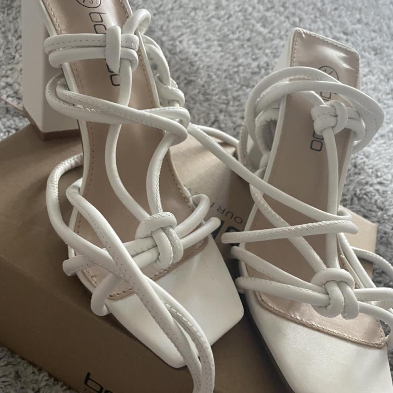 Boo boo strappy shoes Size 4 White with chunky... - Depop