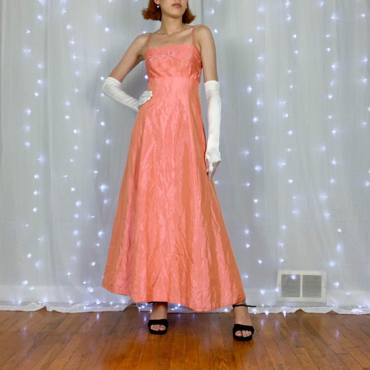 90s PROM DRESS vintage empire waist beaded princess... - Depop