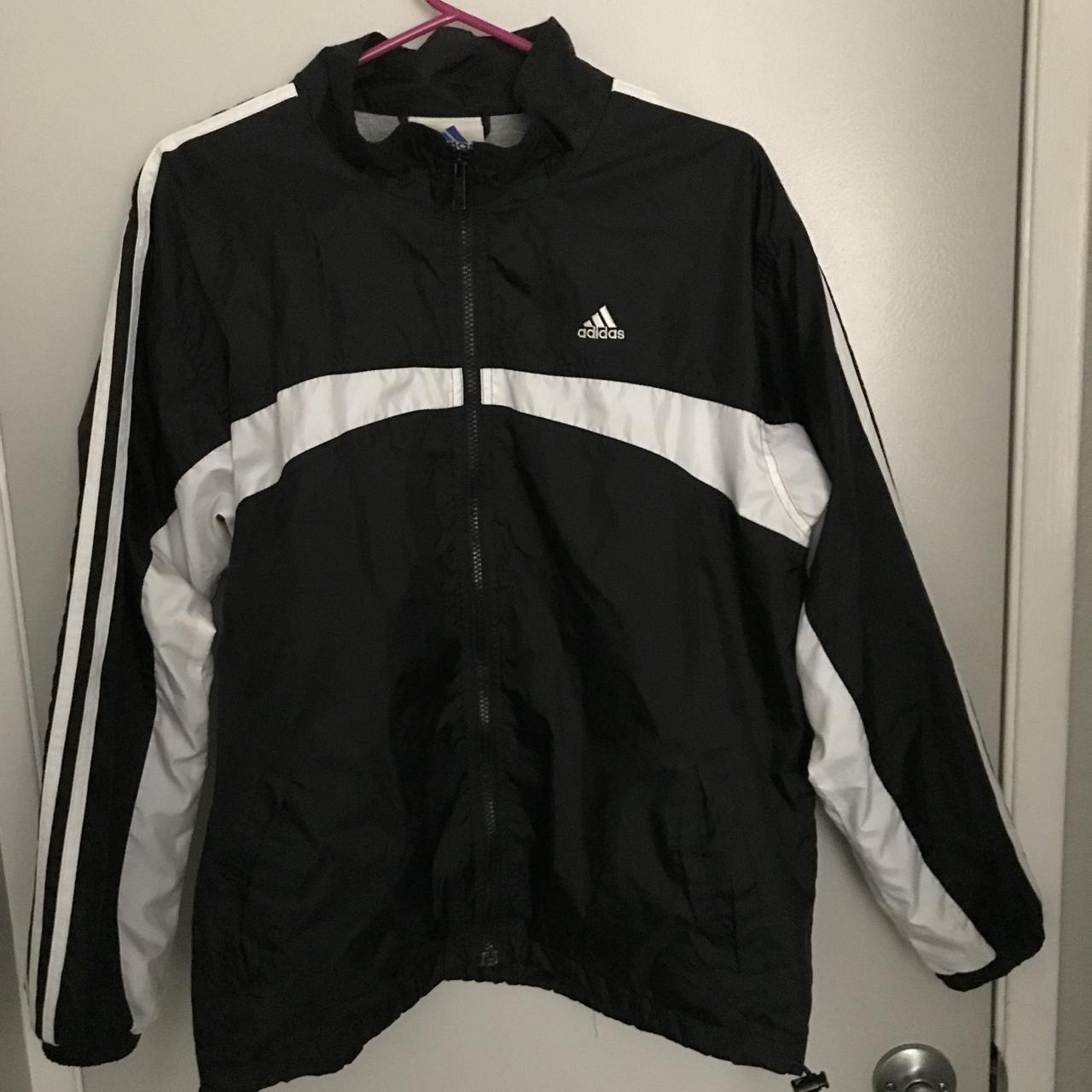 ADIDAS WINDBREAKER in BLACK/WHITE SIZE:... - Depop