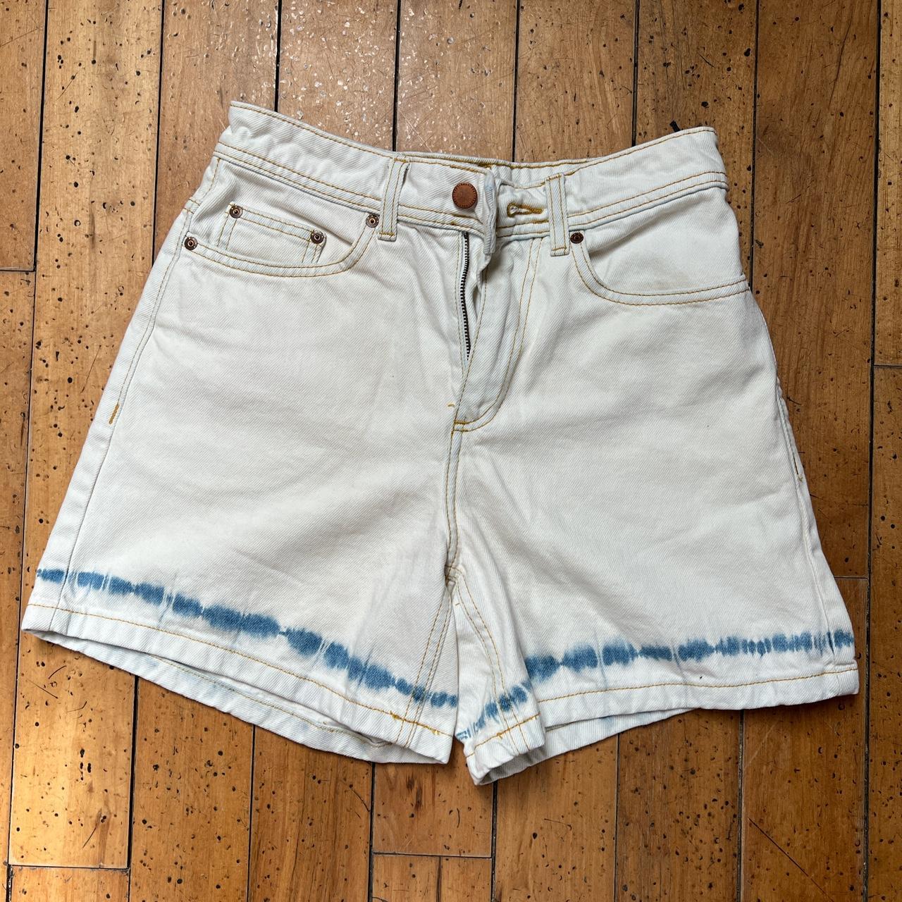 Roxy bell bottom shorts with tie dye trim. Denim.... - Depop