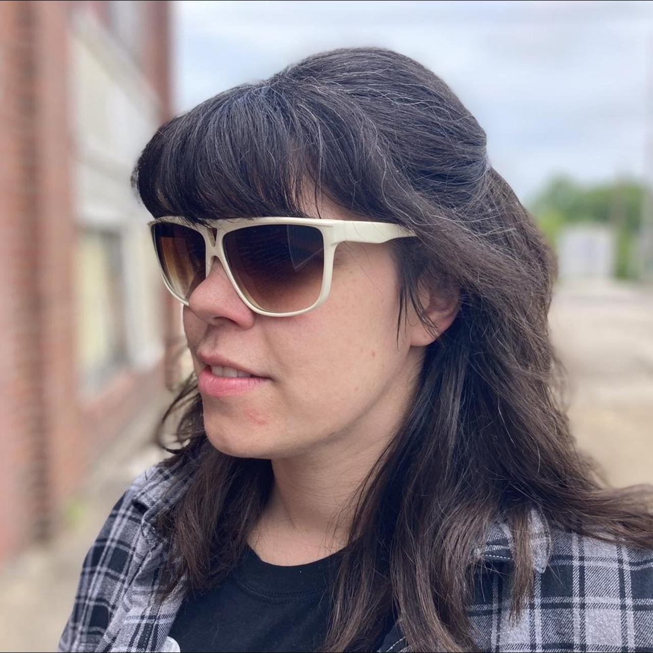 Vintage 80s white rim sunglasses! Rad white power... - Depop