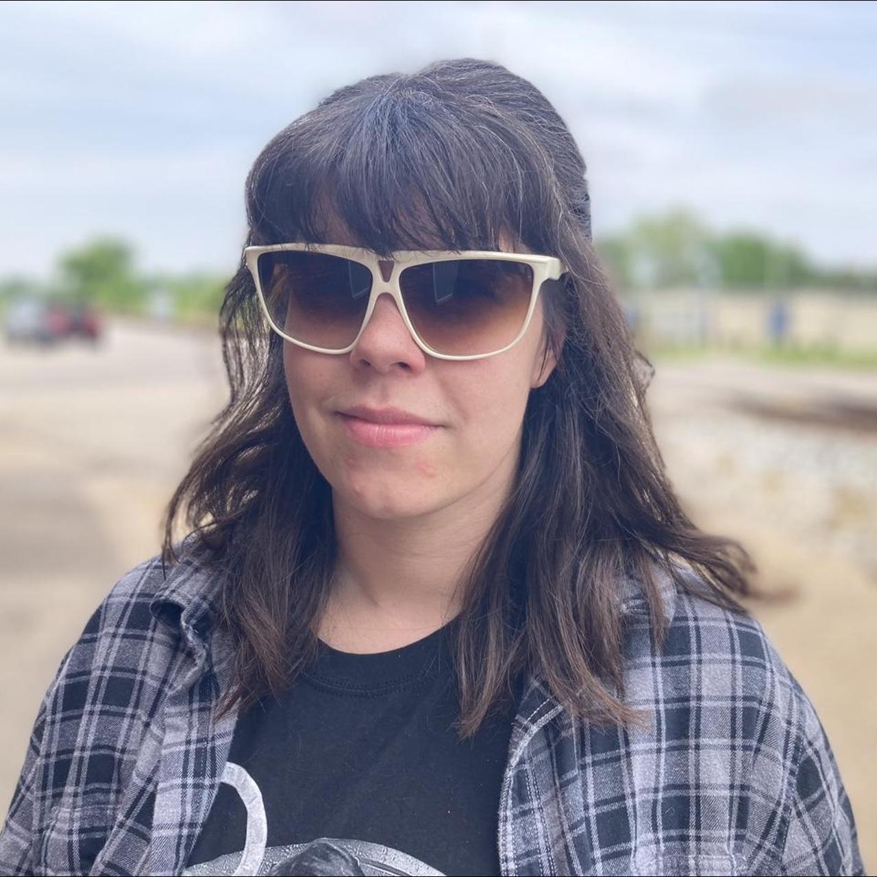 Vintage 80s white rim sunglasses! Rad white power... - Depop