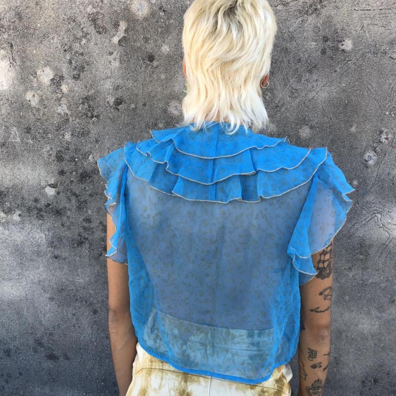 Amazing 80s crop top bolero with ruffles mesh Great... - Depop