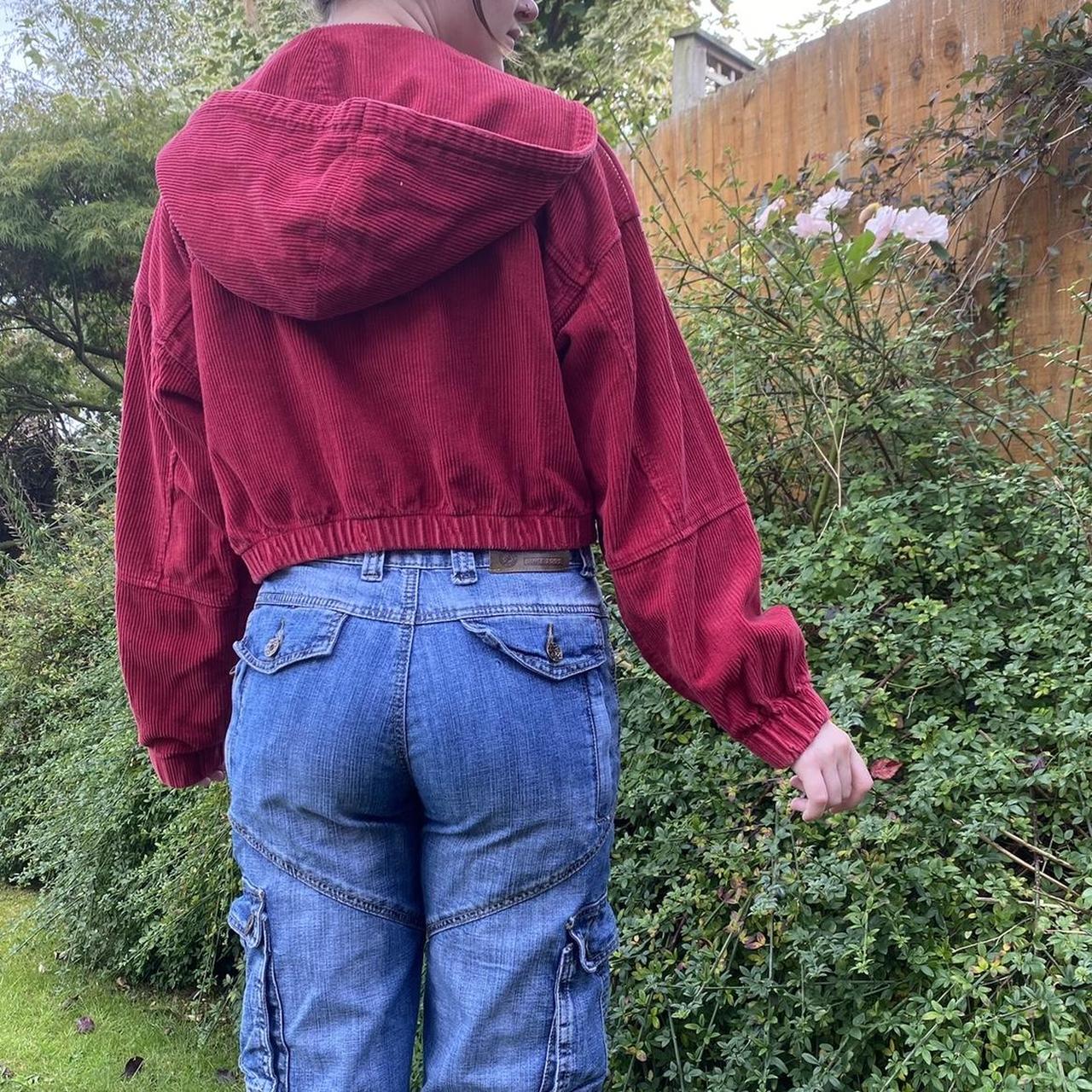 Red corduroy urban outfitters jacket, cropped! I’m... - Depop