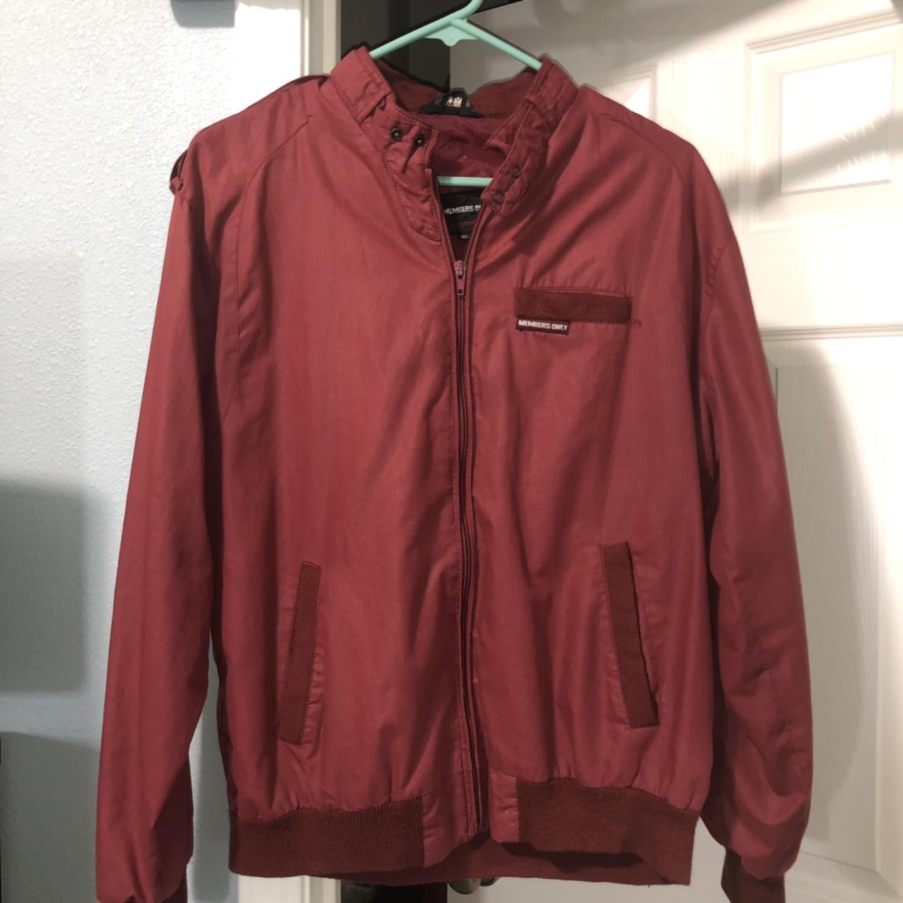 RED MEMBERS ONLY BOMBER JACKET SZ M LOOSE... - Depop