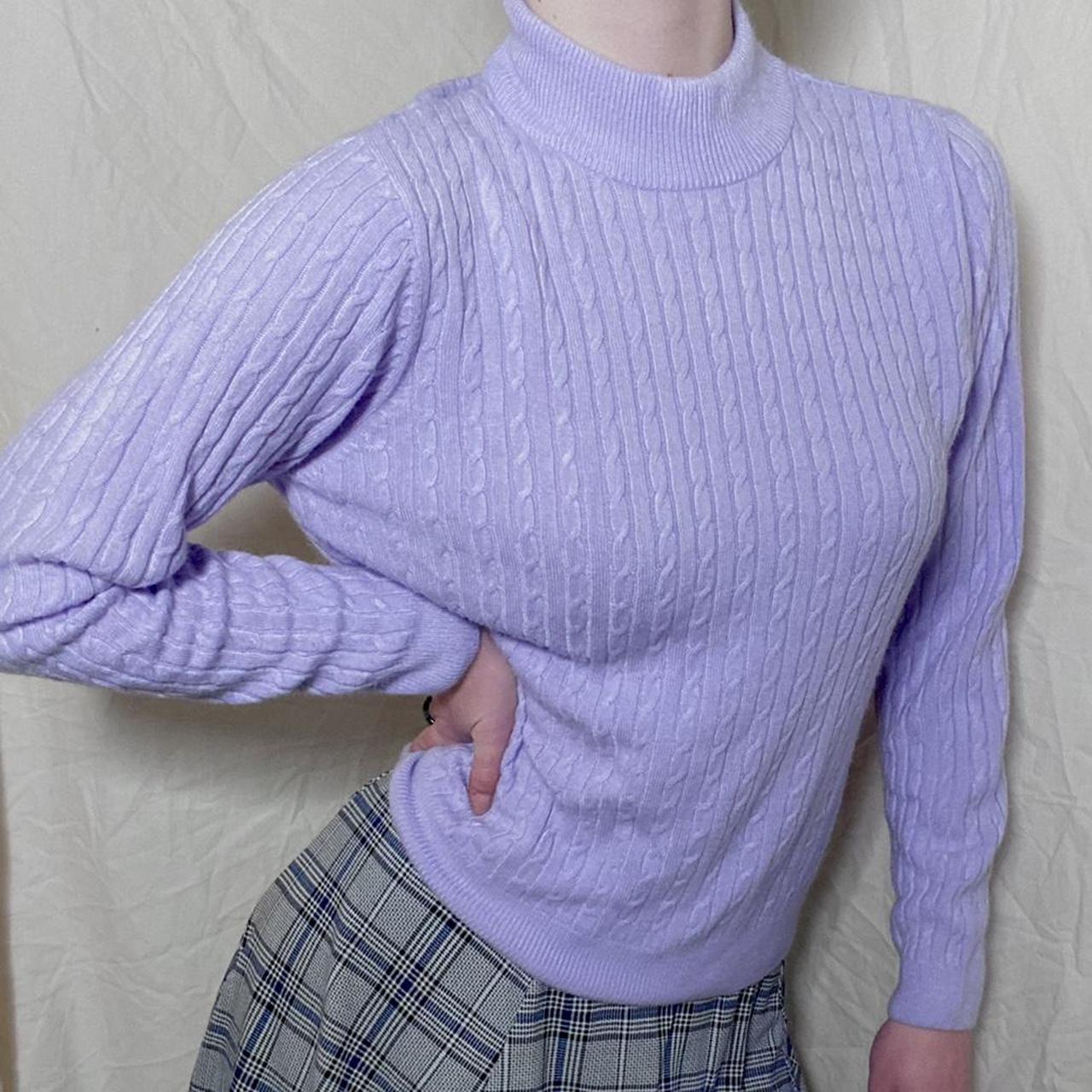 Lavender turtleneck cable knit sweater - such a... - Depop