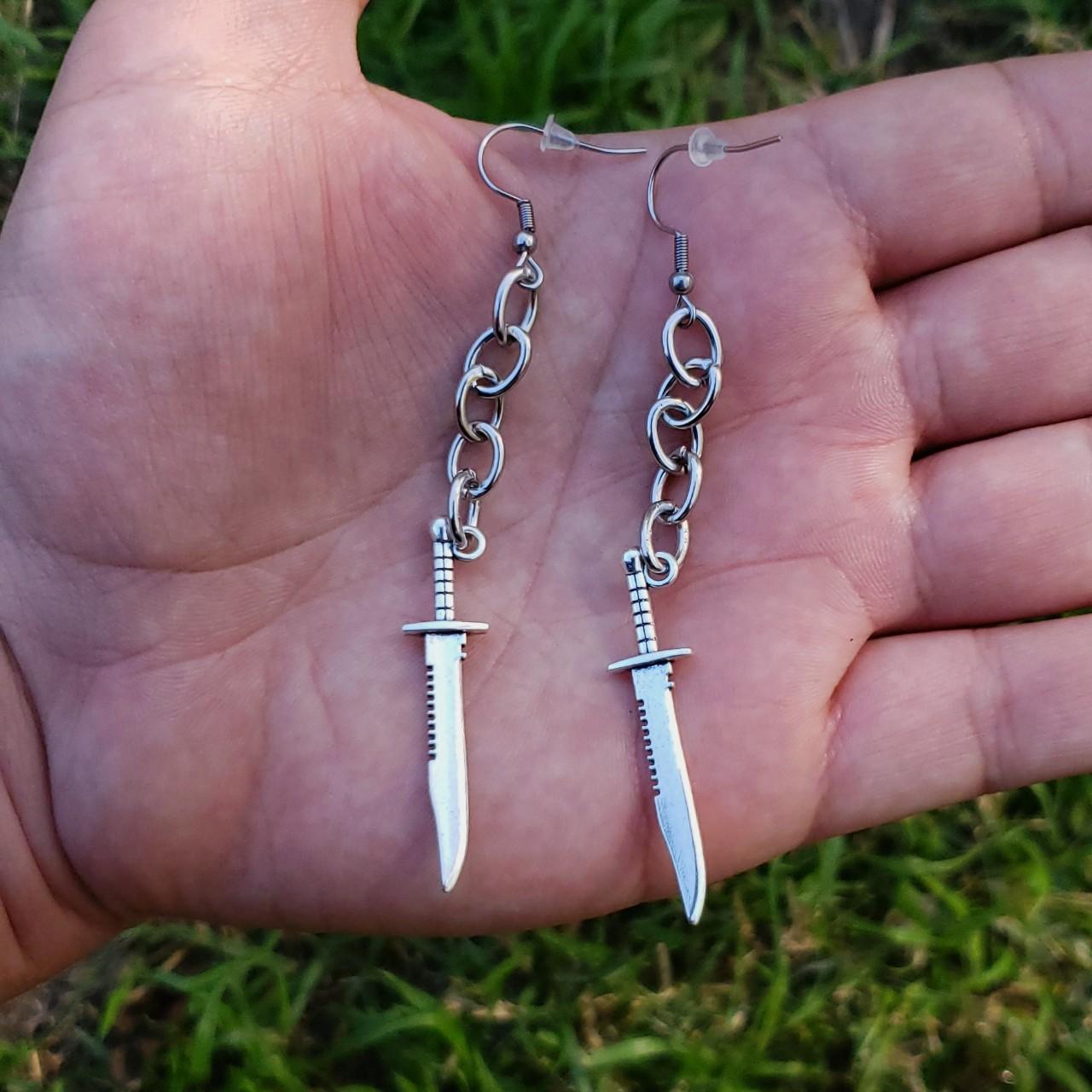 💫Dagger Chain Earrings💫 💎100% Surgical Stainless... - Depop
