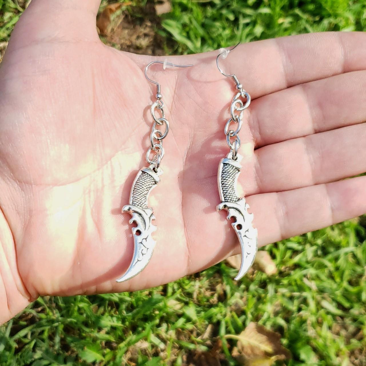 💫Karambit Dagger Chain Earrings💫 💎100% Surgical... - Depop