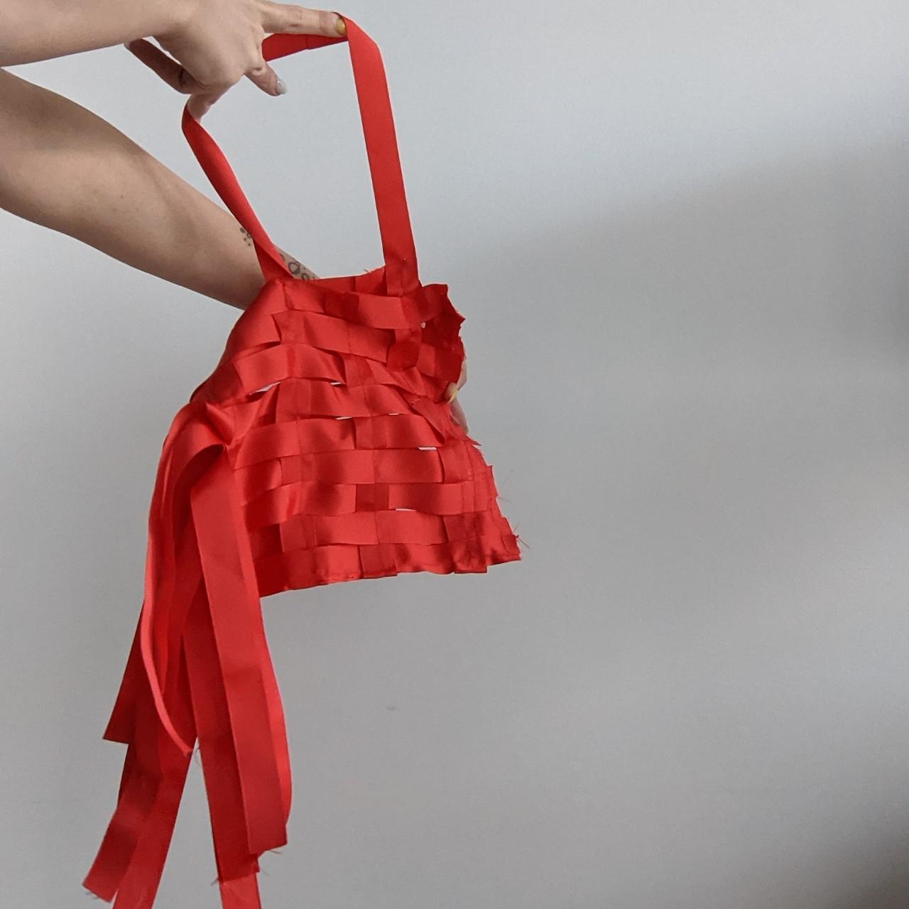 Handmade ribbon weaved mini shoulder bag, has... - Depop