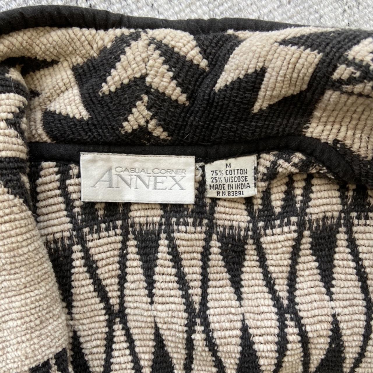 Vintage western style jacquard knit jacket in black... - Depop