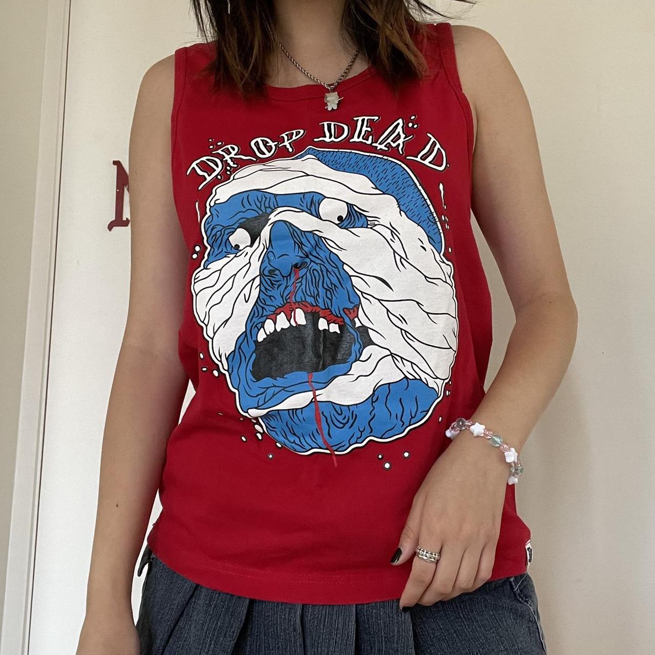 Dropdead Women's Red and Blue Vest | Depop