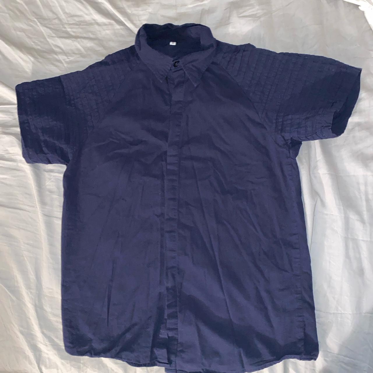 Romwe Men's Blue and Navy Shirt | Depop