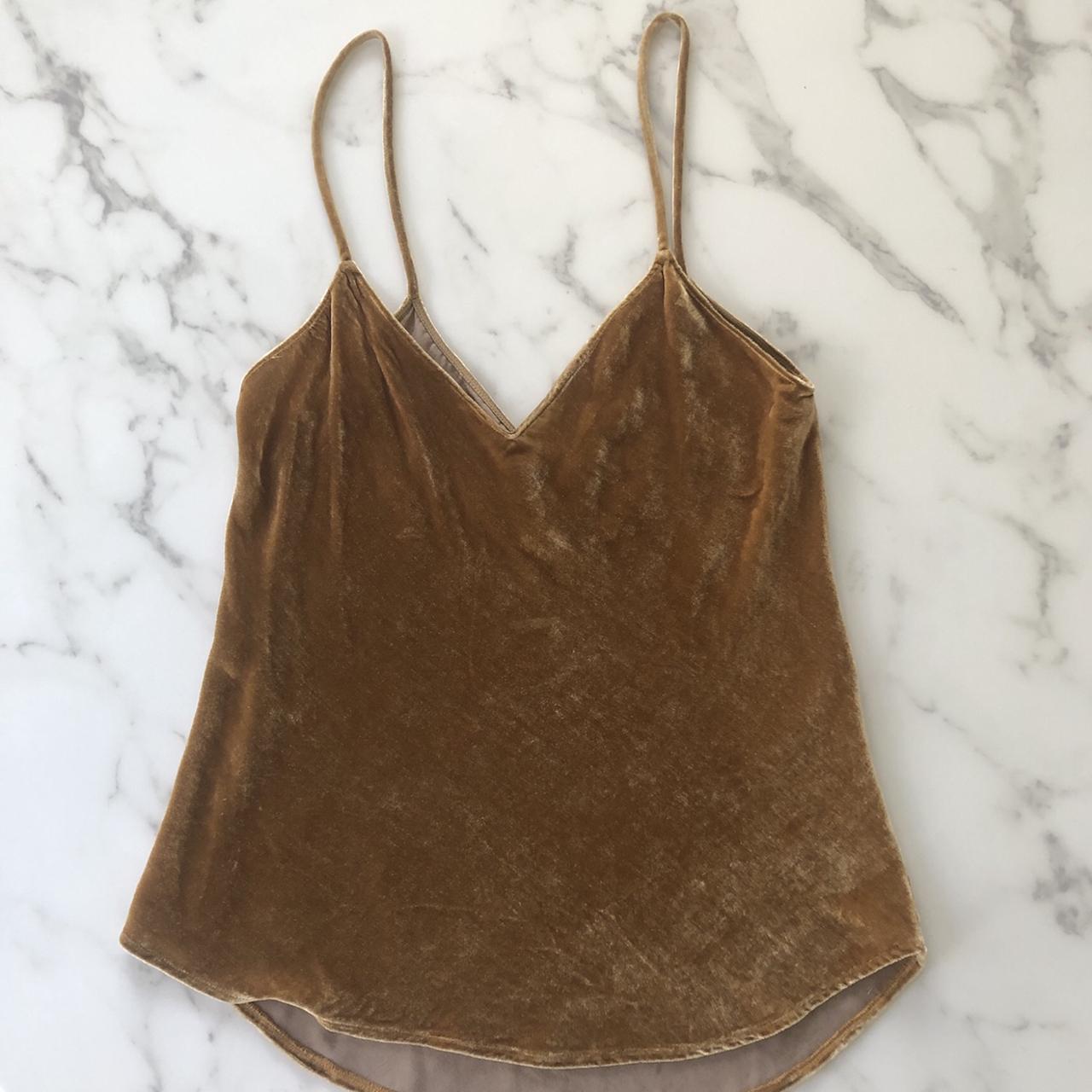 REFORMATION velvet cami in gold Size... - Depop