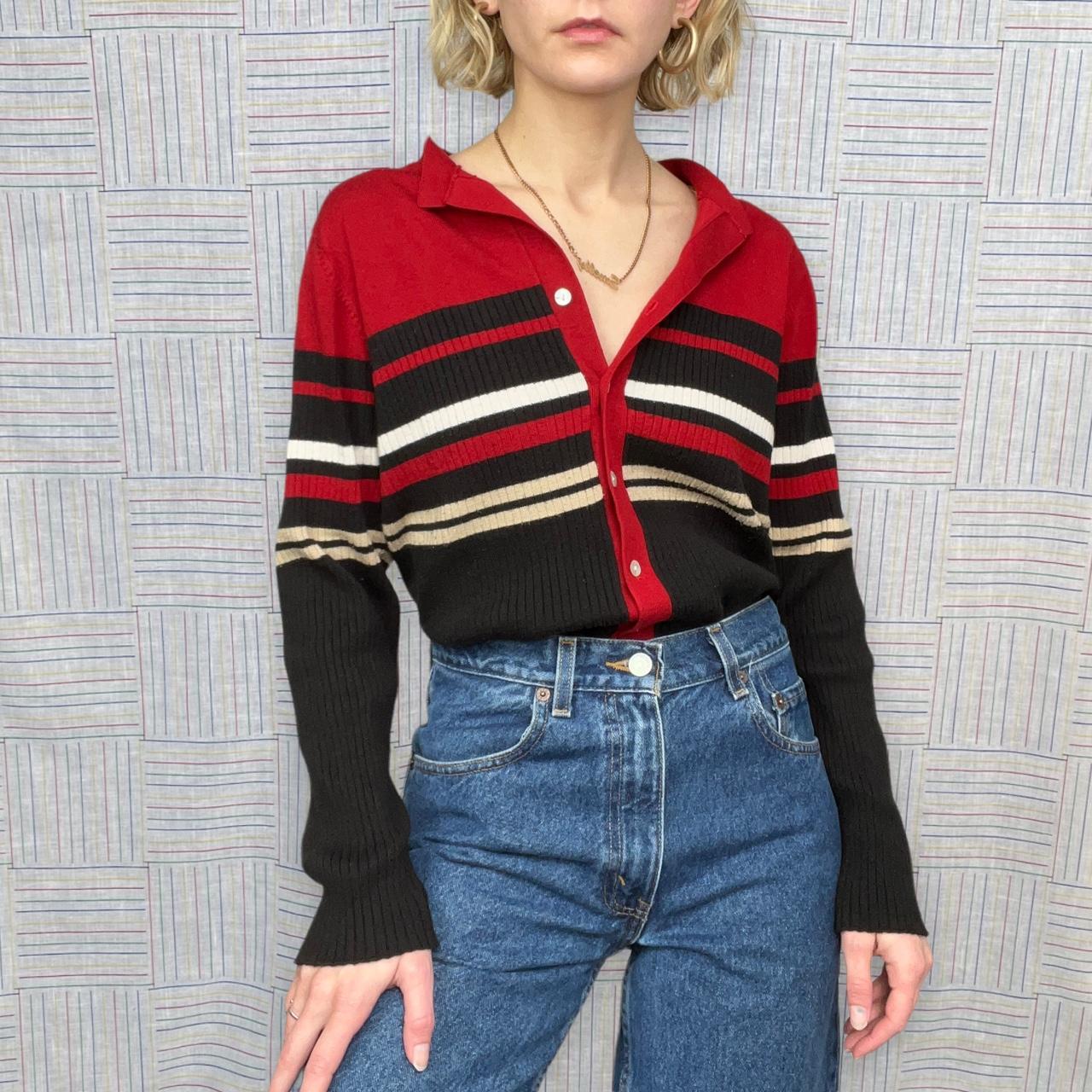 Vintage striped cardigan Vintage 90s slouchy boxy... - Depop