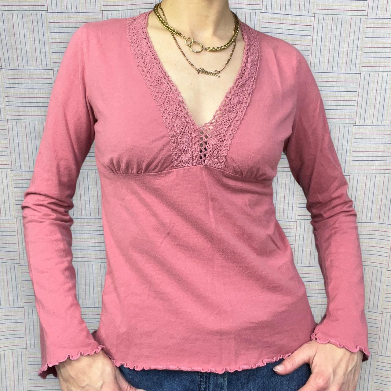 Y2k boho top Early 2000s pink renaissance like boho... - Depop