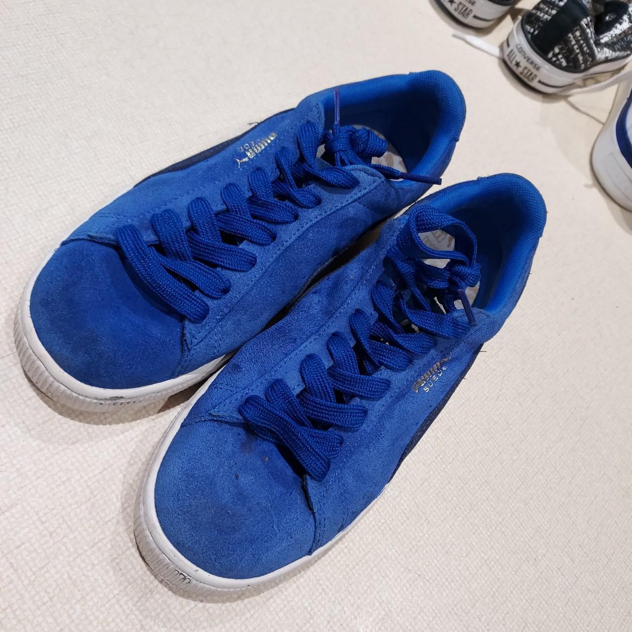 Puma suede in stunning Royal blue these are a fire... - Depop