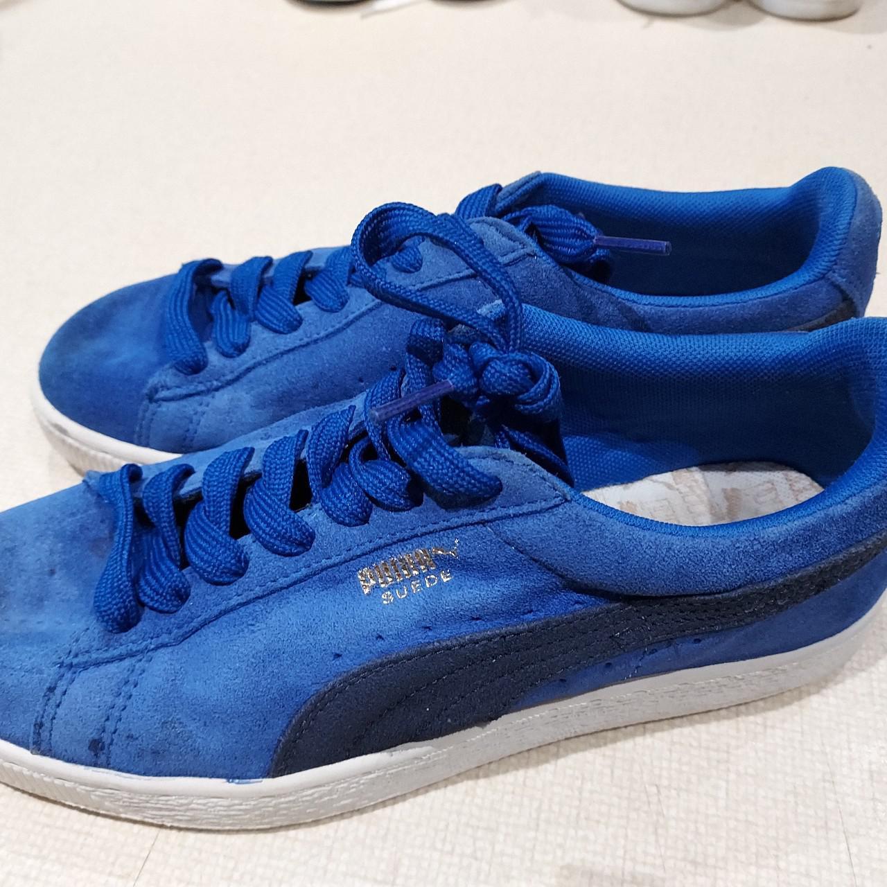 Puma suede in stunning Royal blue these are a fire... - Depop