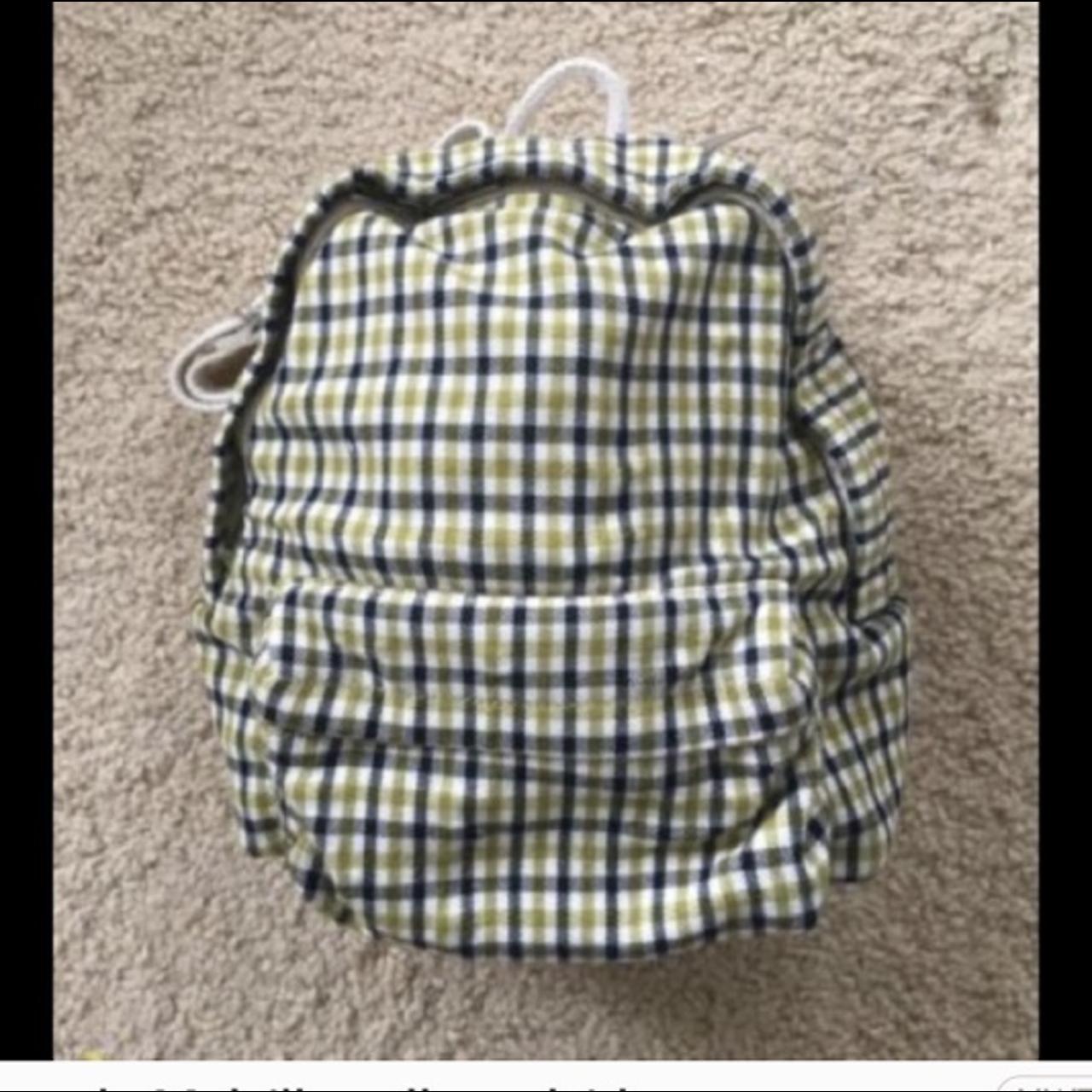 Brandy Melville yellow plaid Mini backpack - Depop