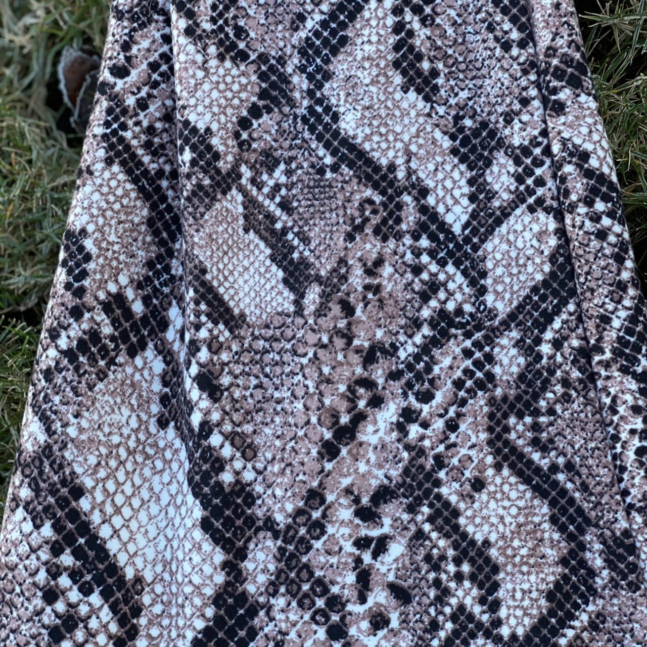 Tan white black cream brown snake skin bell bottom... - Depop