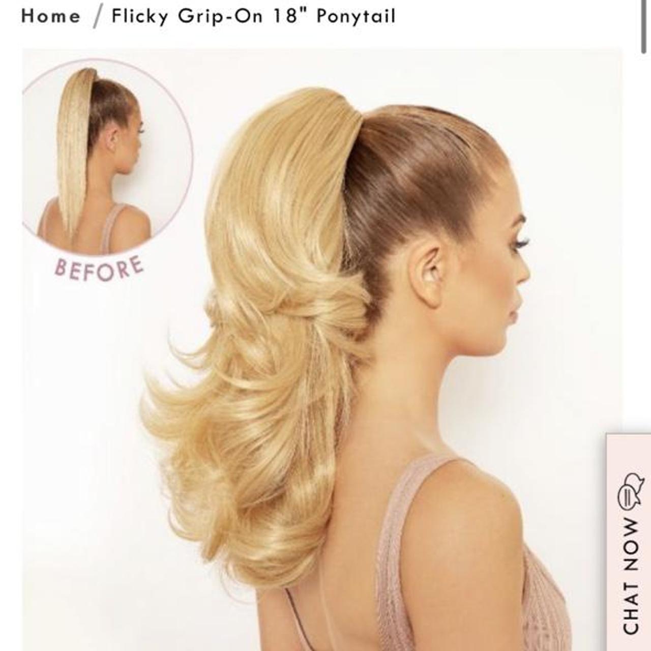 LullaBellz. Flicky grip-on 18” ponytail in bleach... - Depop