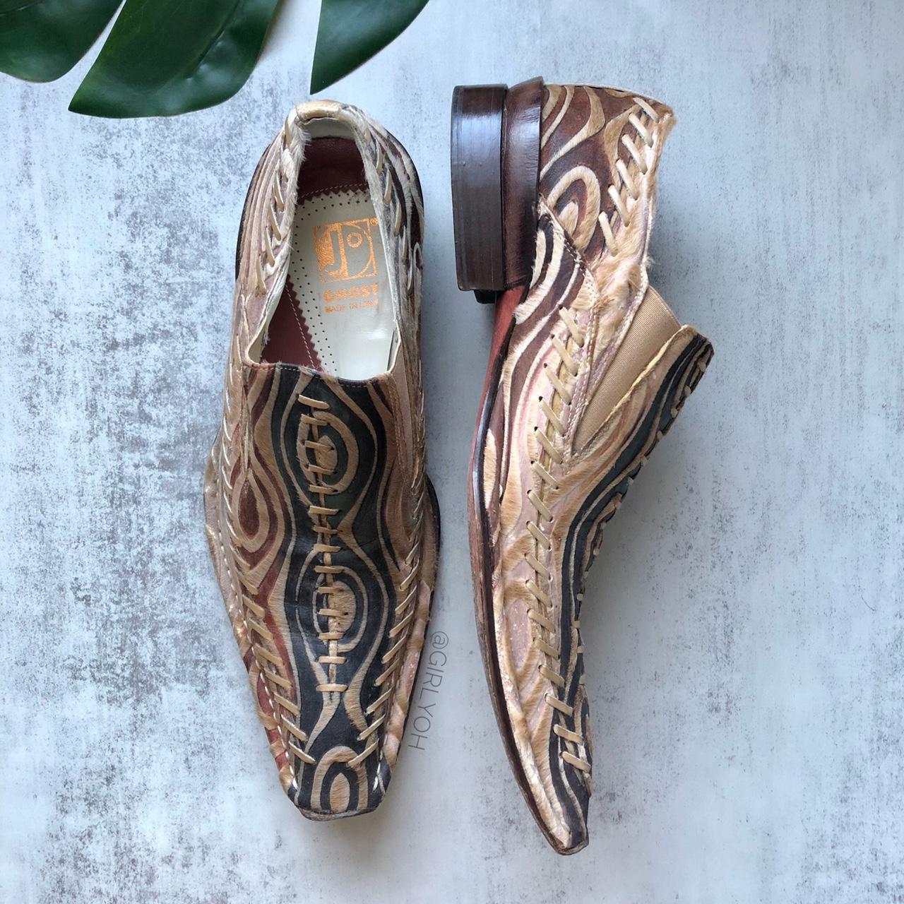 Jo Ghost Pony Calf Hair Square Toe Italian Loafer... - Depop