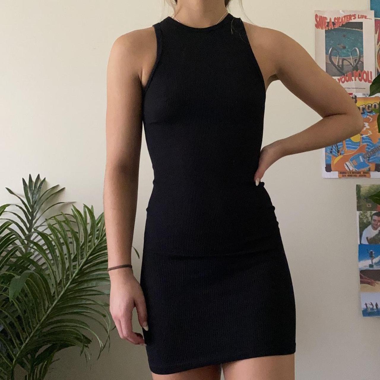 basic black mini dress, worn once so condition is... - Depop
