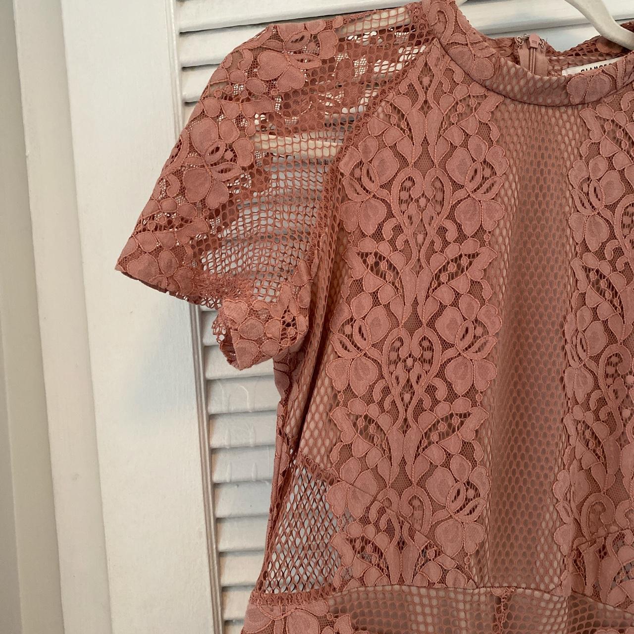 Pink Lace A Line Dress With Sheer Cutout Details Depop