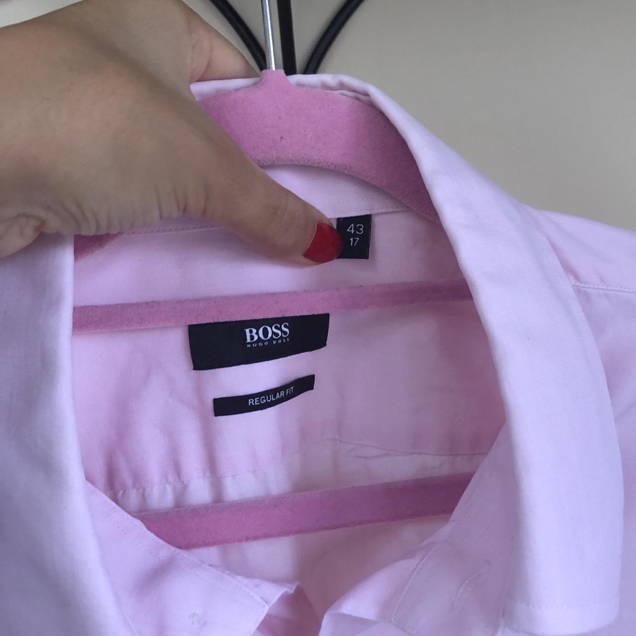 Baby Pink Hugo Boss men’s vintage shirt 43/17... - Depop