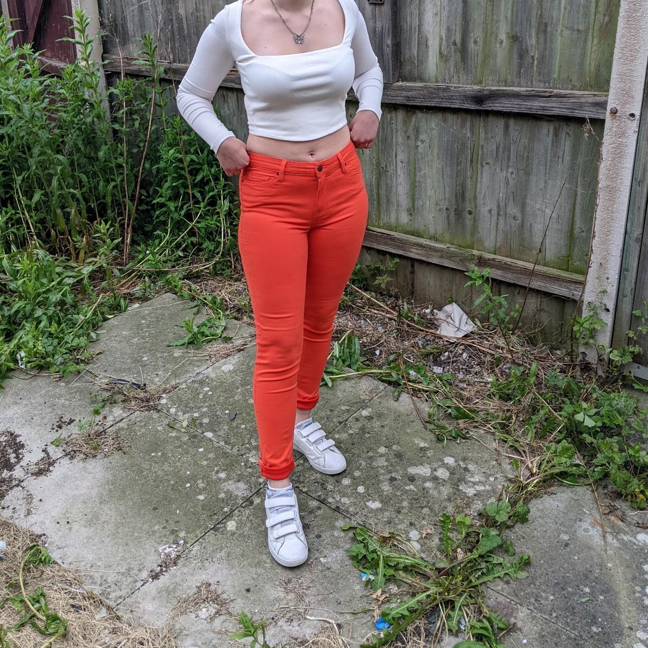 Bright orange Calvin Klein jeans barely worn and... - Depop