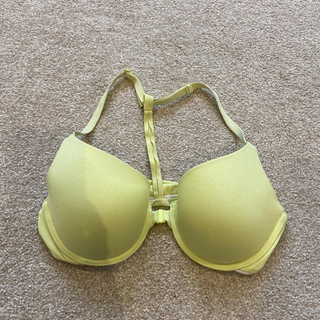 Neon yellow racer back bra Victoria Secret Front... - Depop