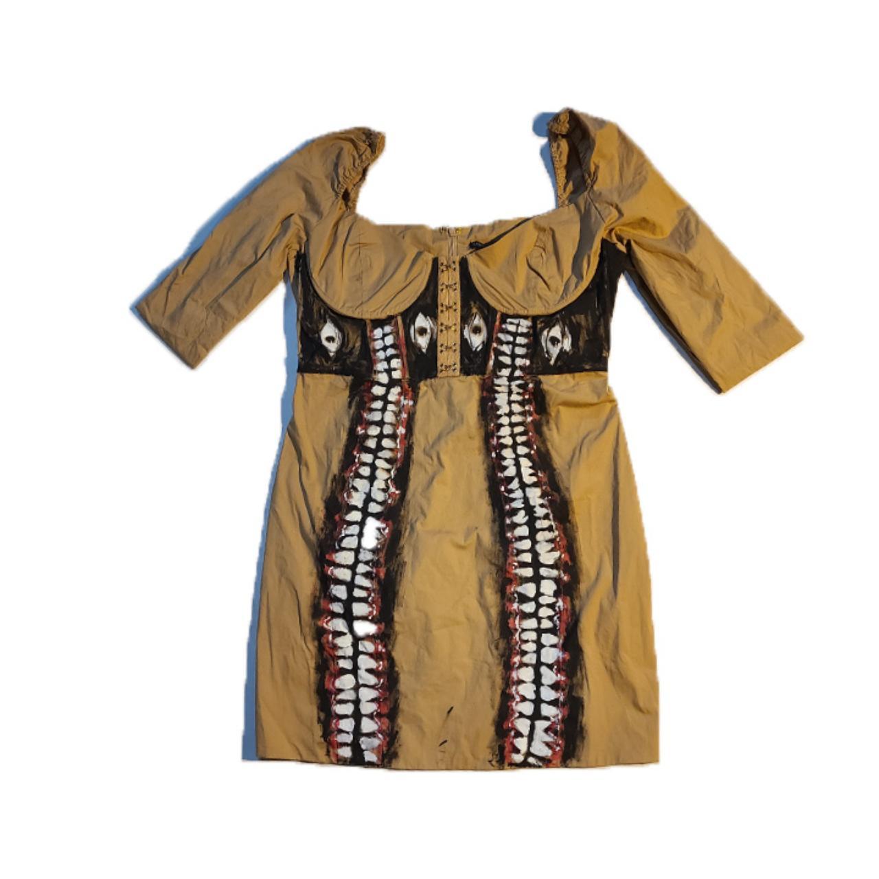 GORE DRESS brown bustier dress with eyes and... - Depop