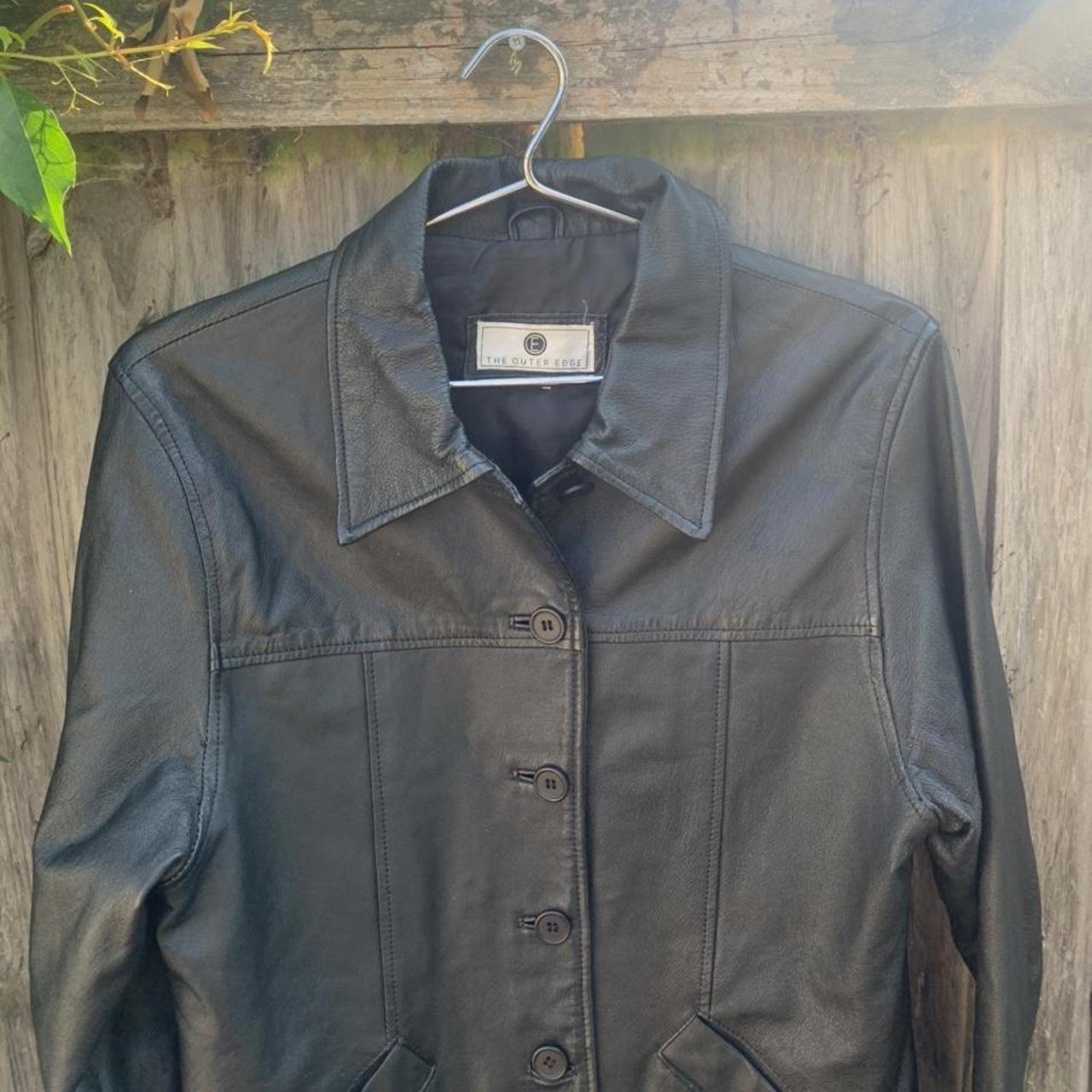 Stunning outer edge leather button up jacket! The... - Depop