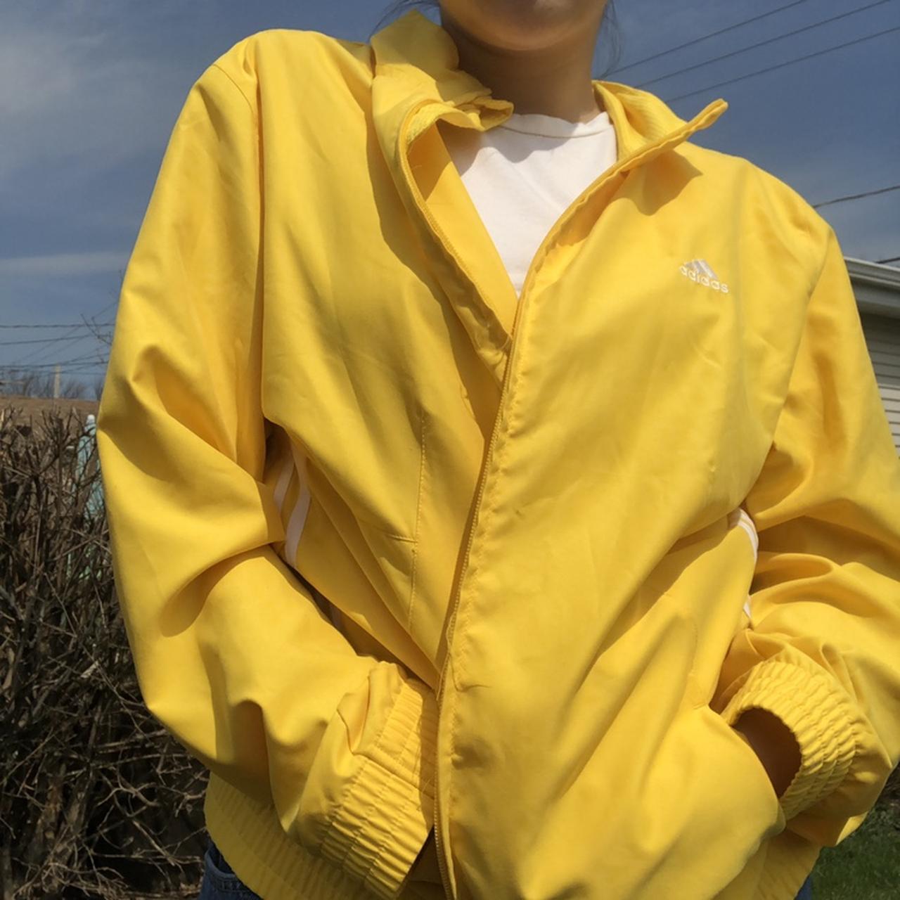 Yellow Adidas zip up jacket - windbreaker jacket... - Depop