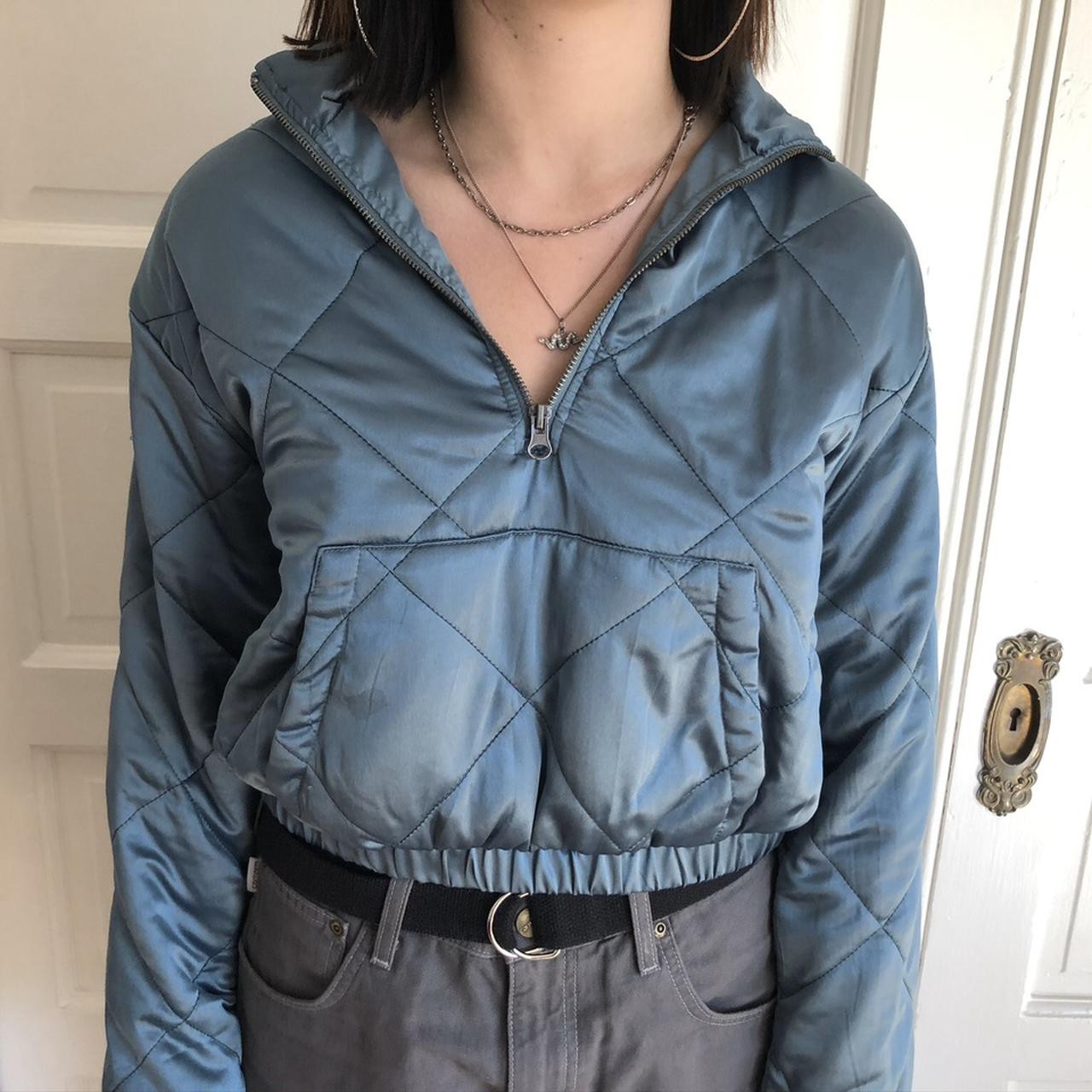 forever 21 cropped puffer jacket in teal, perfect... - Depop