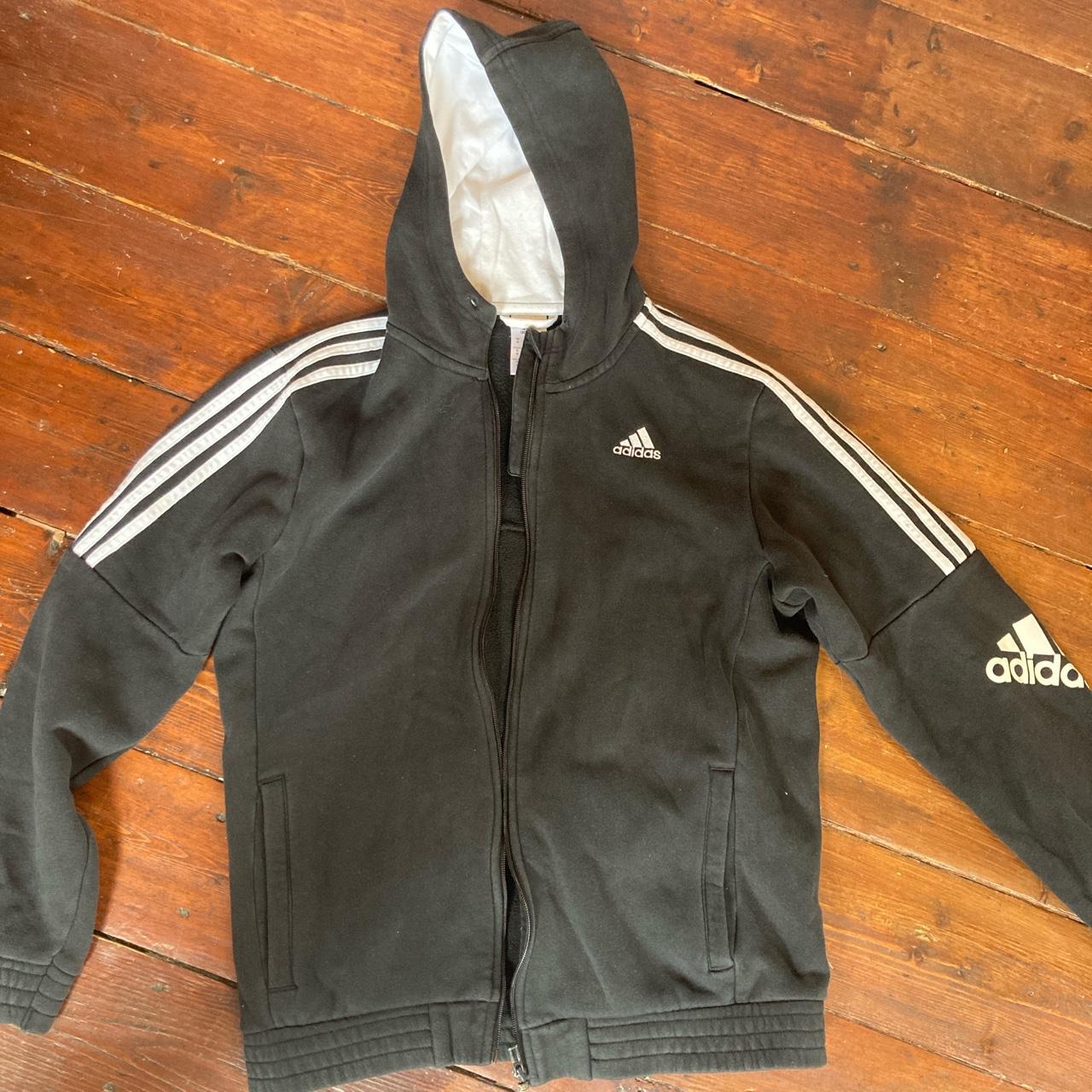 Black Adidas zip up hoodie. Good condition but has... - Depop