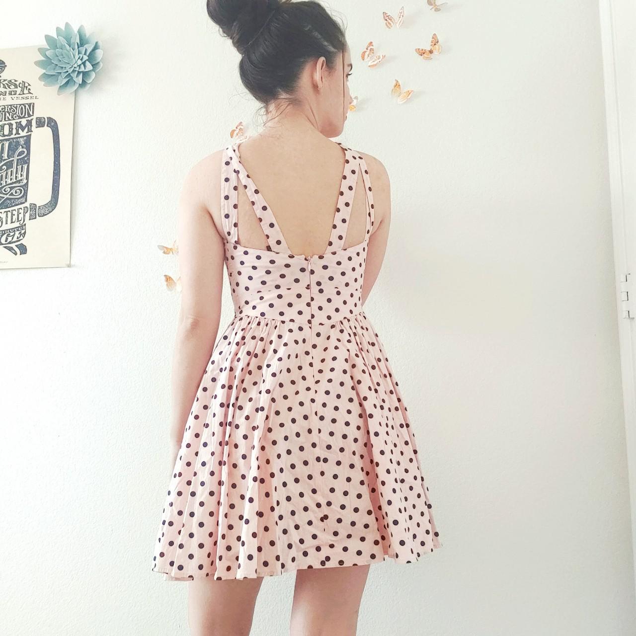 🌿Darling pink polka dot dress with halter crossover... - Depop