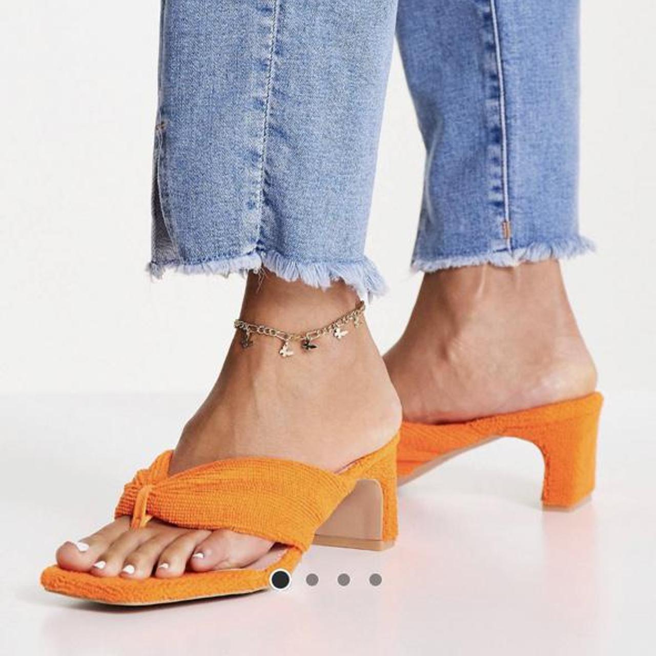 Orange Toe Post Sandals Towelling material Raid... - Depop