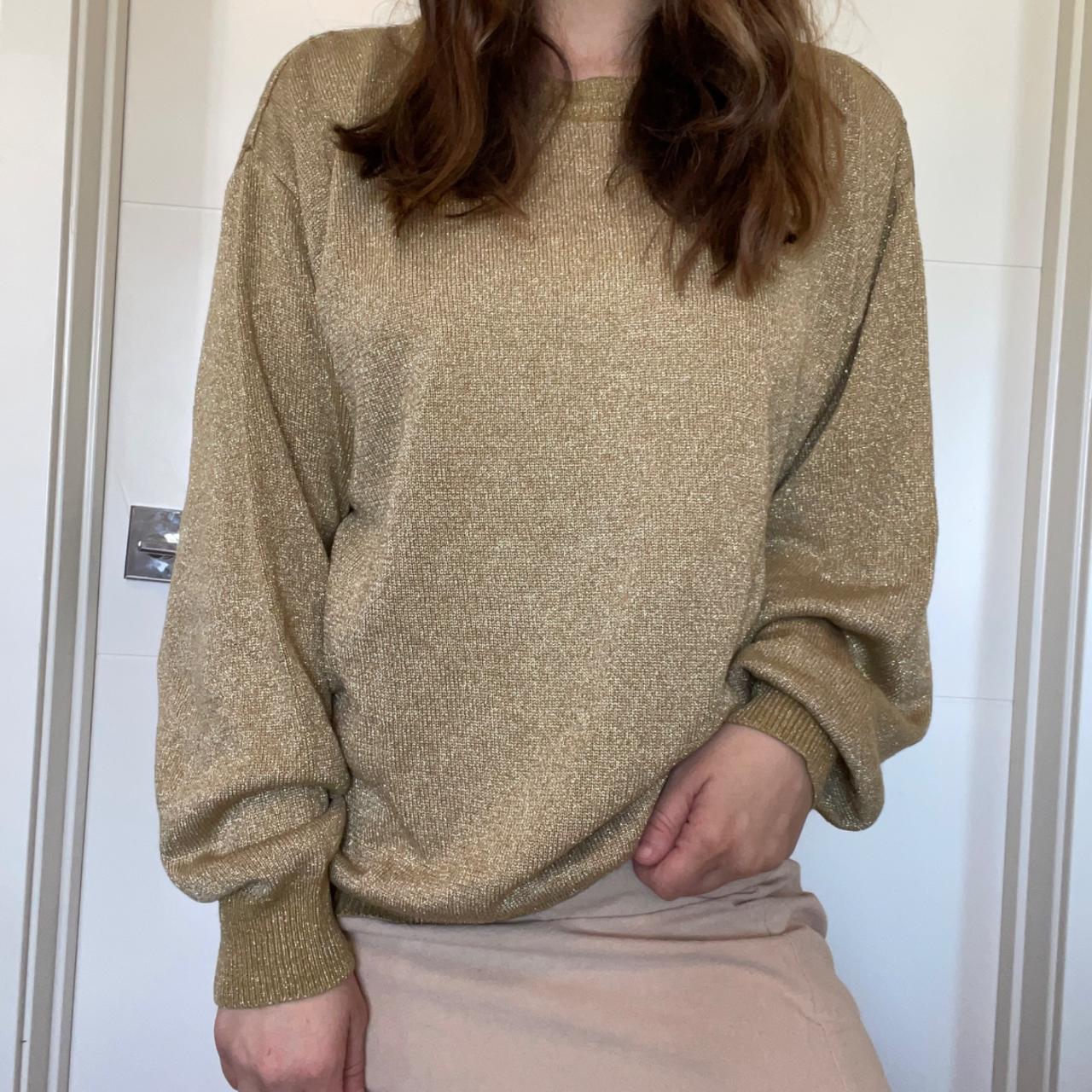 Vintage Metallic Sparkly Gold Sweater Brand: High... - Depop