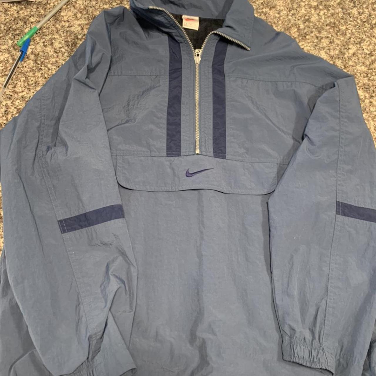 Vintage 90’s pullover jacket by Nike in slate blue.... - Depop