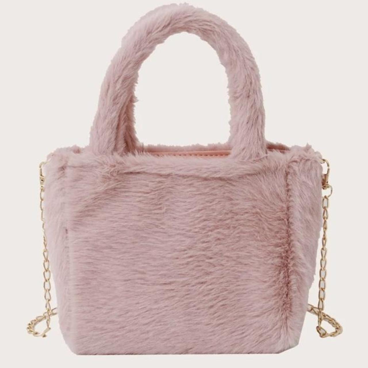 💗Pink fluffy bag with chain, can be worn on the... - Depop