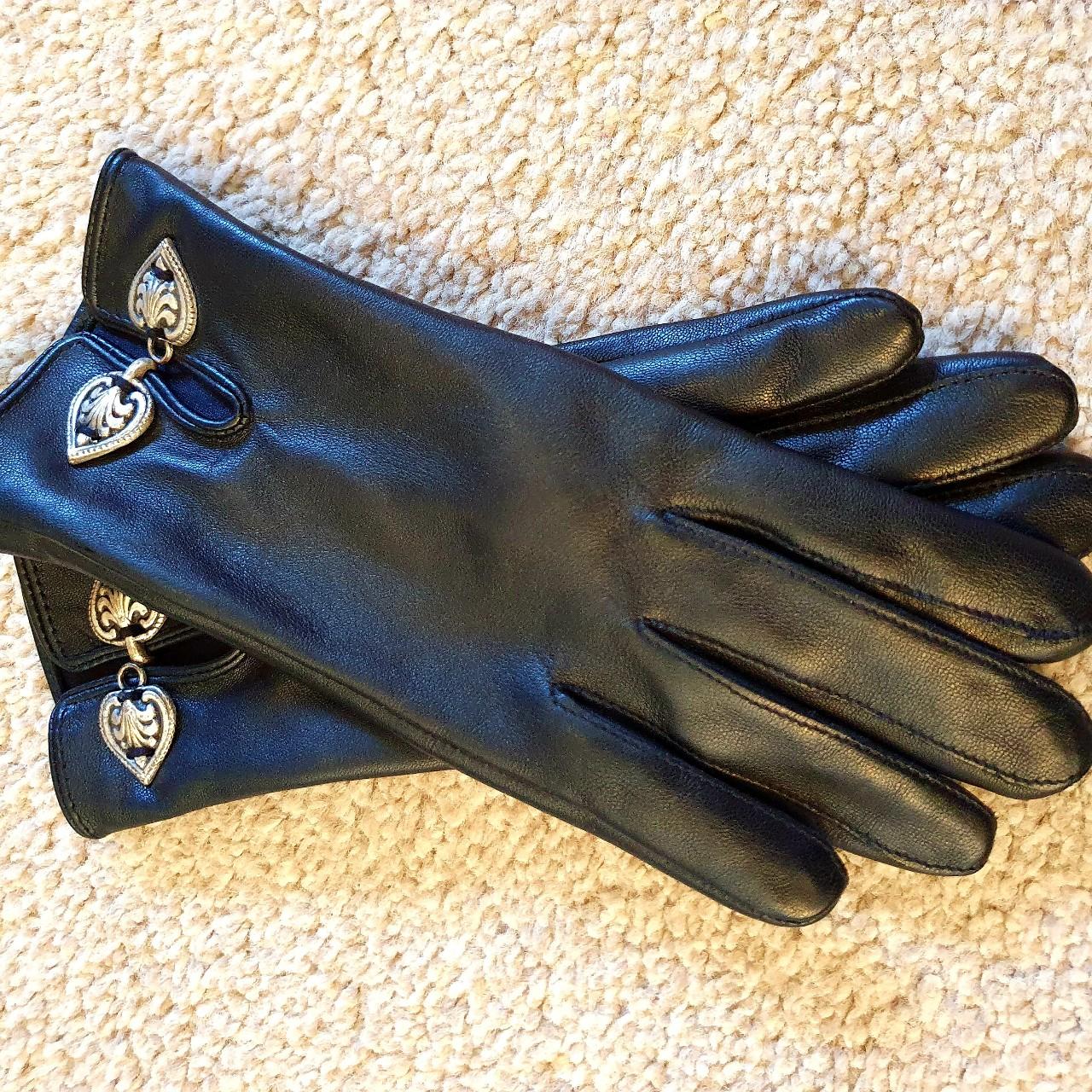 The Kooples Leather Gloves size small with metal... - Depop