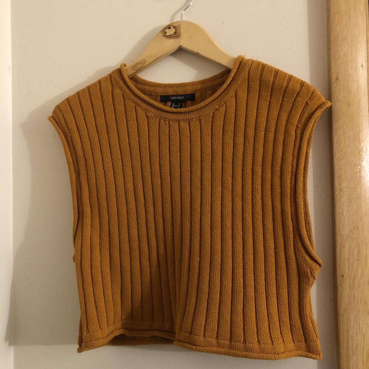 orange/mustard/gold cropped vest it feels heavy and... - Depop