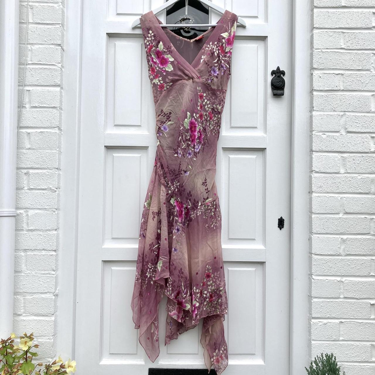 Oasis Women's Pink and Purple Dress | Depop