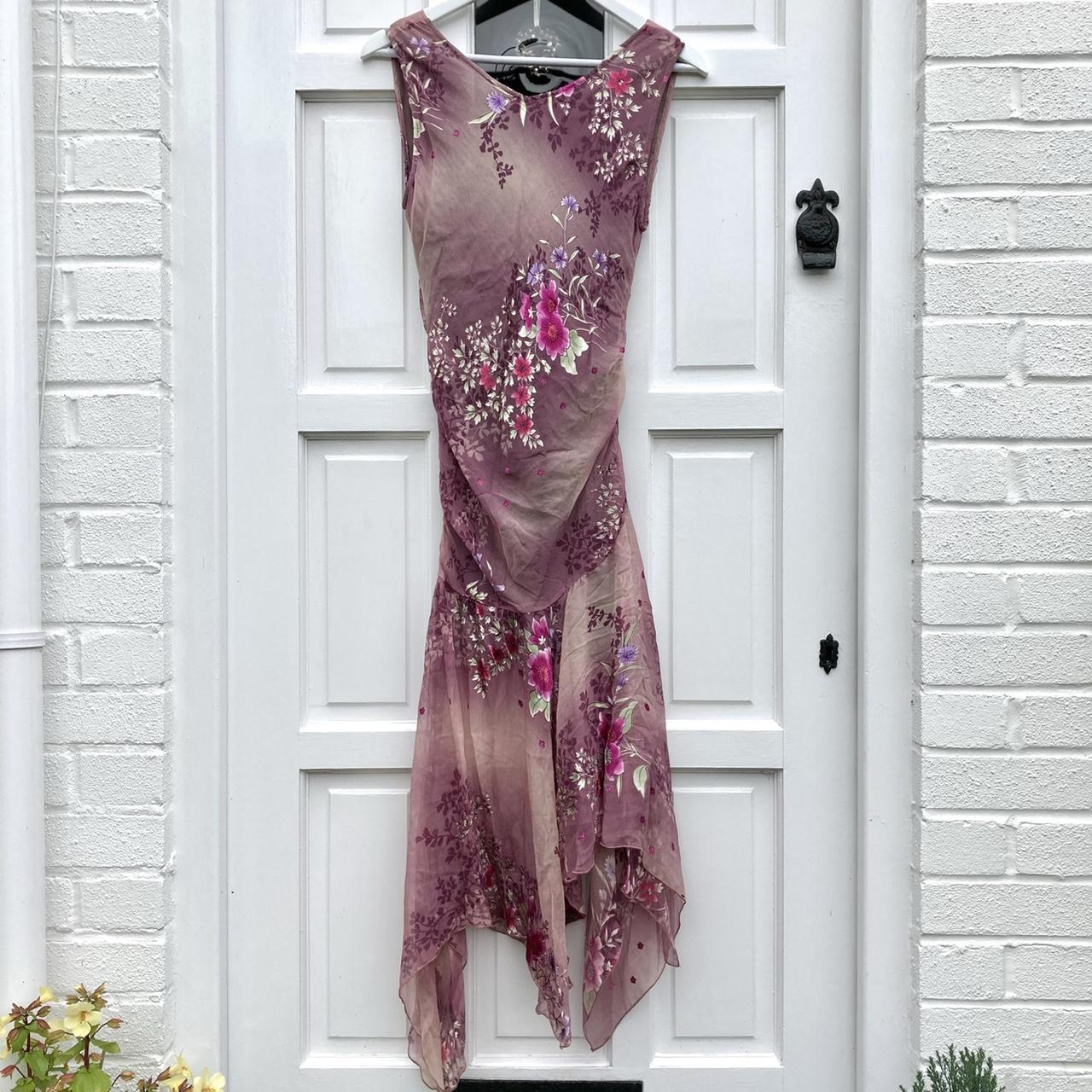 Oasis Women's Pink and Purple Dress | Depop