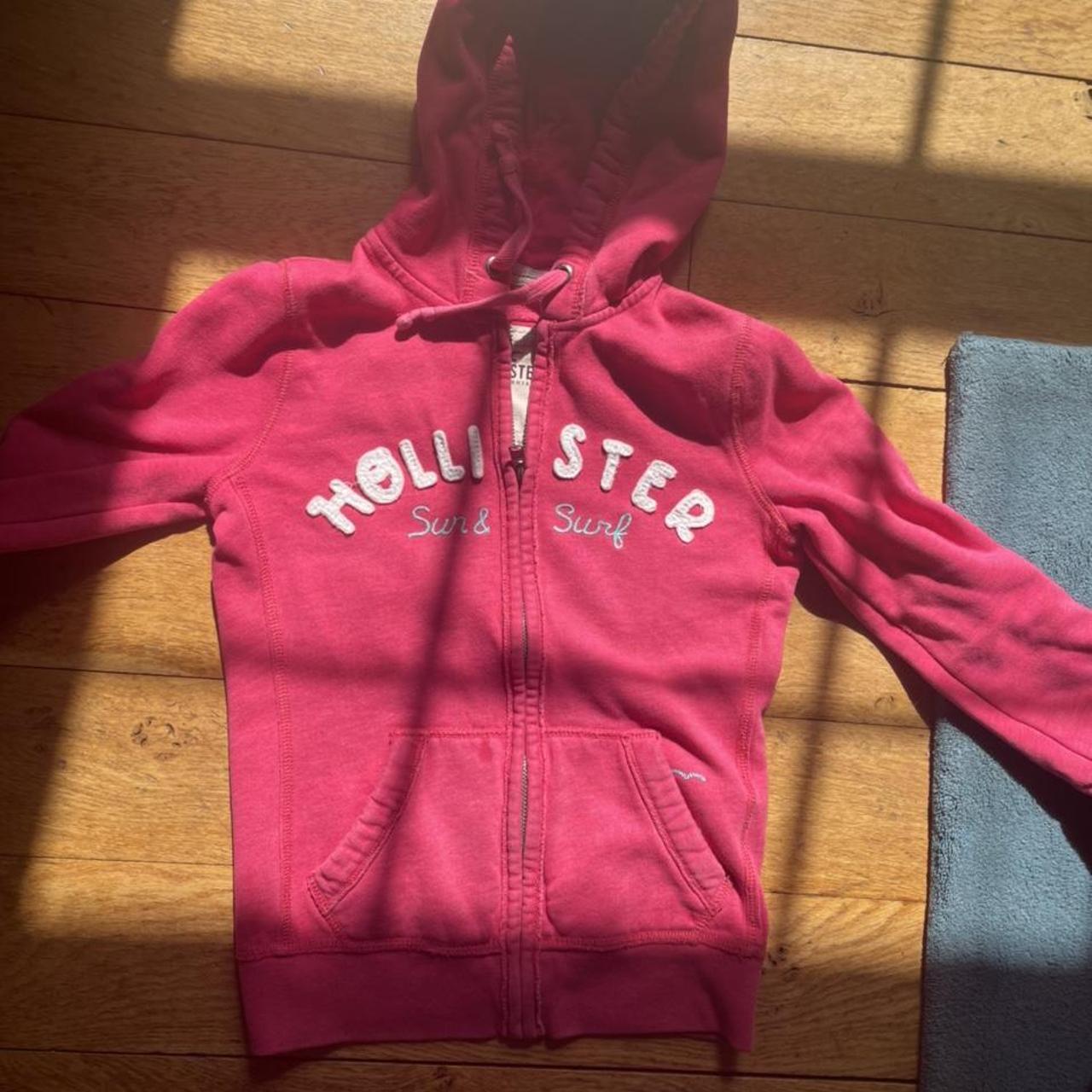 Hollister Co. Women's Pink and White Hoodie | Depop