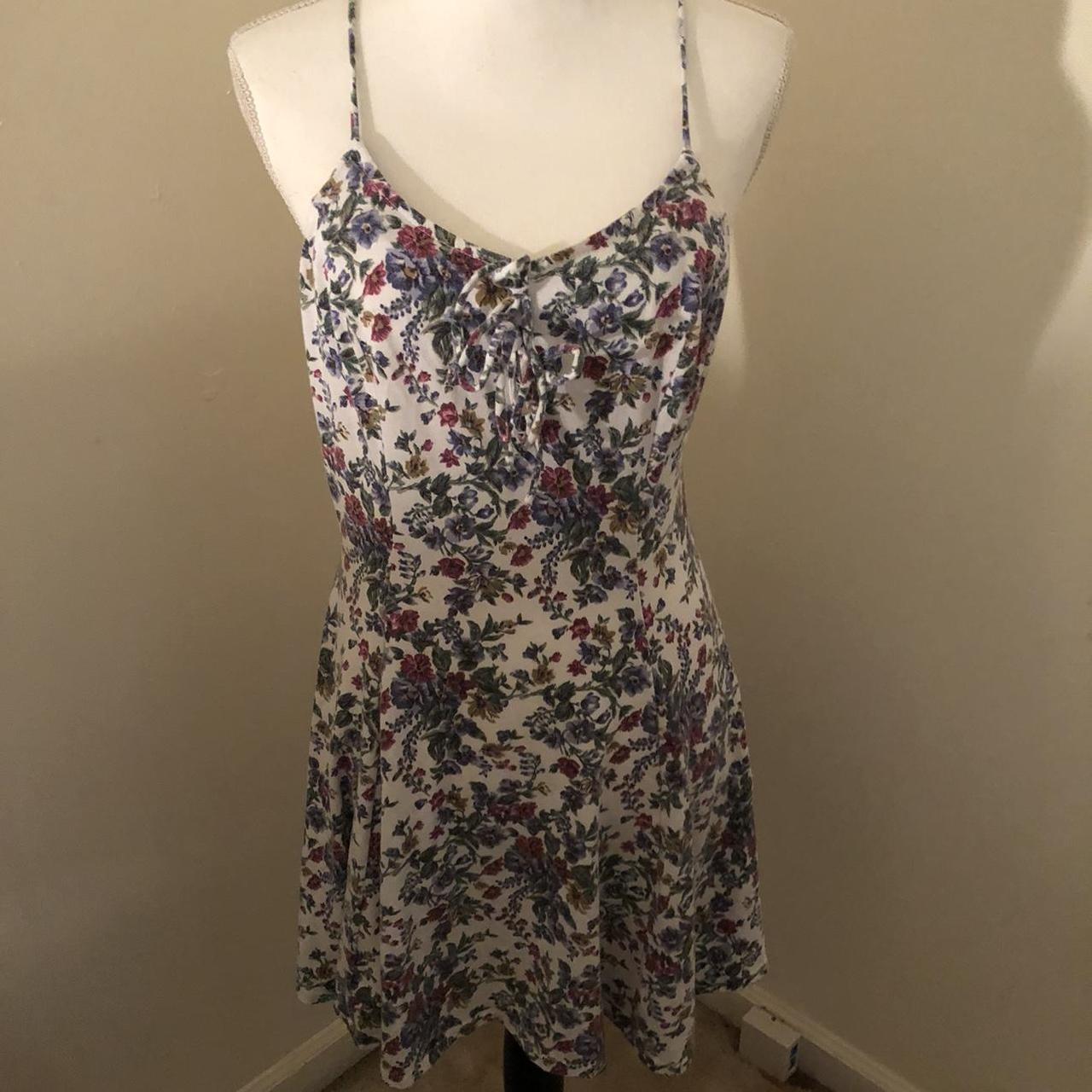 Vintage 90’s rose floral mini milkmaid dress Bust... - Depop