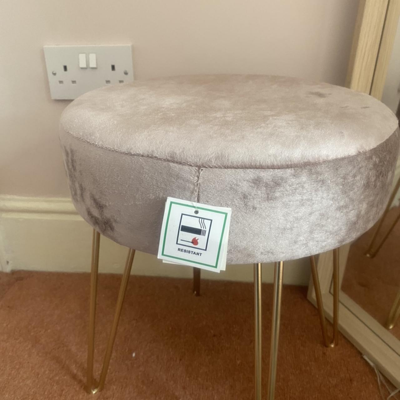 The range crushed velvet stool, pretty mink colour... - Depop